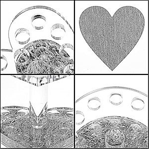 Haiabei 2Pcs Acrylic Nail Brushes Display Holder Makeup Nail 12 Holes Acrylic Brush Pen Holder Heart Silver Rest Stand Display,Nail Art Painting Pen Stand Rack Eyebrow Fountain Pencil Shelf Case