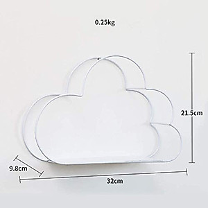 FRECI Metal Wall Hanging Storage Shelf Cloud-Shaped Wall Mount Hanging Organizer Suit for Bookshelf/Bathroom Storage Home Supplies - White