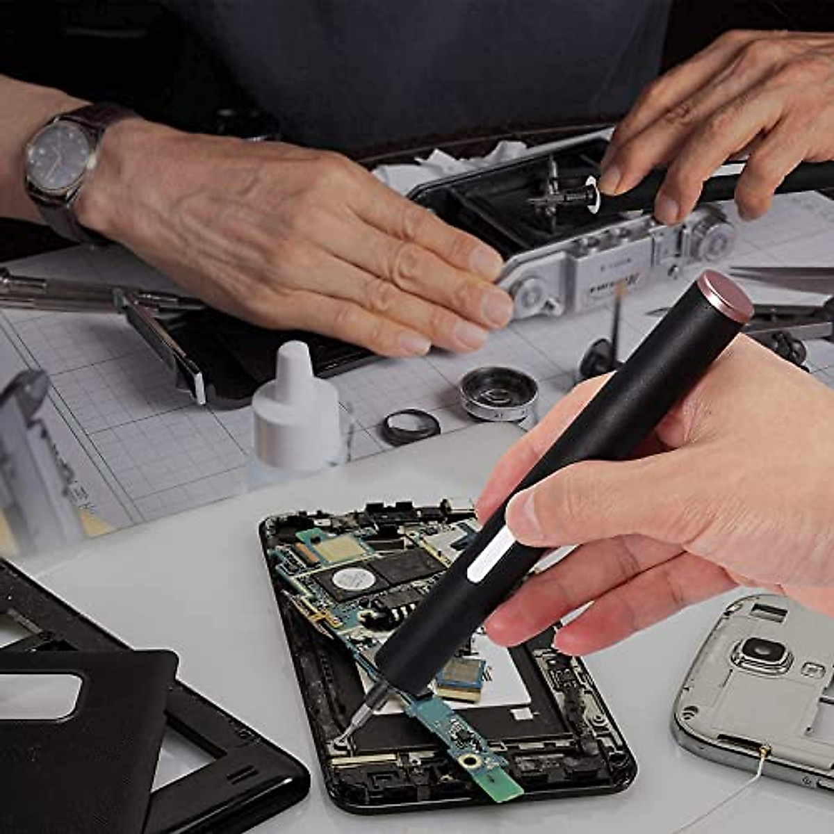 COLFULINE Precision Cordless Screwdriver Set Rechargeable Mini Electric Screwdriver with Magnetic Mat & 21 Bits Repair Tool Kits T5/T6/T8/T9, P5/P6 for iPhone/Watch/Camera