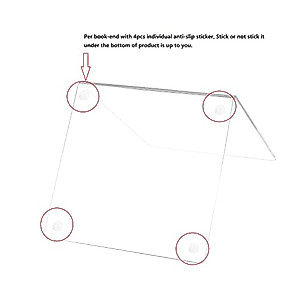 Airypart Book Ends Clear Acrylic Bookends for Shelves, Non-Skip bookends for Shelves,Book Holder Stopper for Books/Movies/CDS/Video Game, 7X4.72X4.72inch, 3pairs