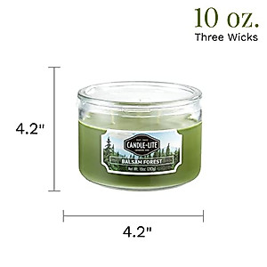 Candle-Lite Everyday Scented Balsam Forest 3-Wick Jar Candle, 10 oz, Green