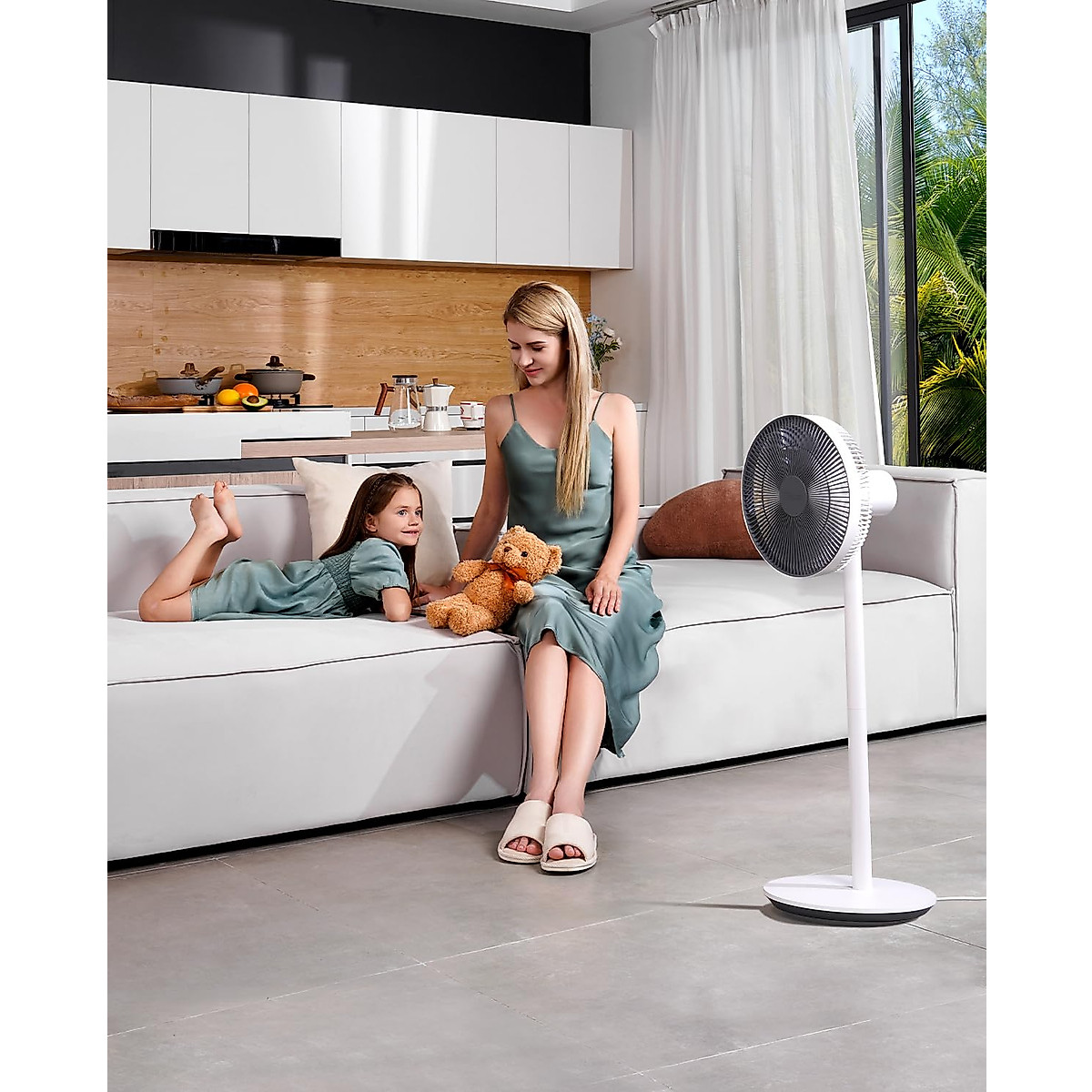 Ofuzzi Breeze 10 Smart Pedestal Fan for Bedroom, Smart Fans works with Alexa/Google, 27db Pedestal Fan for Indoors, 100 Speeds, 140° Oscillating Fan, 46ft Vented Portable Stand Fan for Quiet Spaces