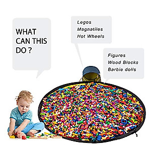 AFUOWER Toy Storage Basket Organizer and Play Mat for Kids with Durable Cotton Handles (Navy Blue)