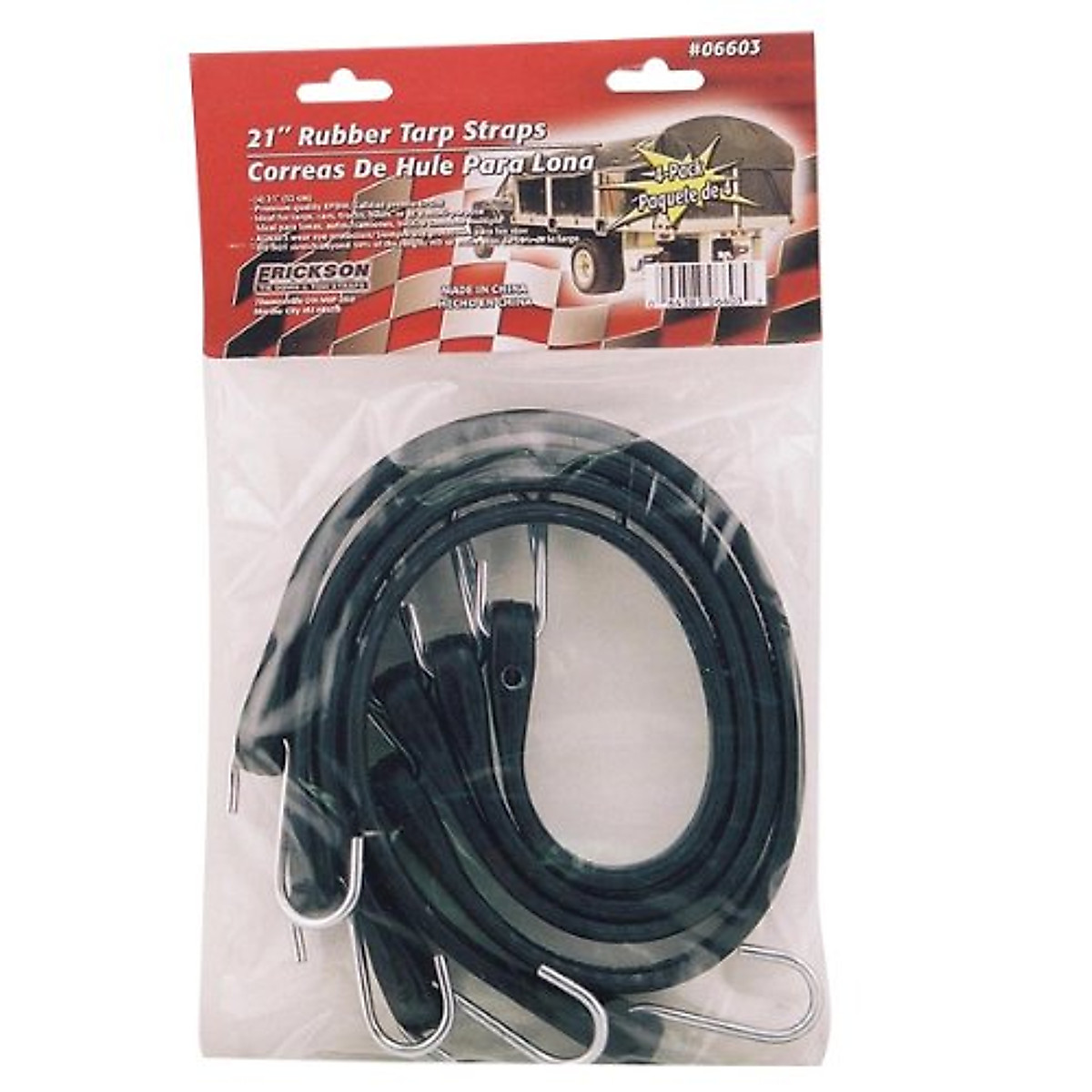 Erickson 06603 21" Long Industrial EPDM Rubber Tarp Straps, (Pack of 4)