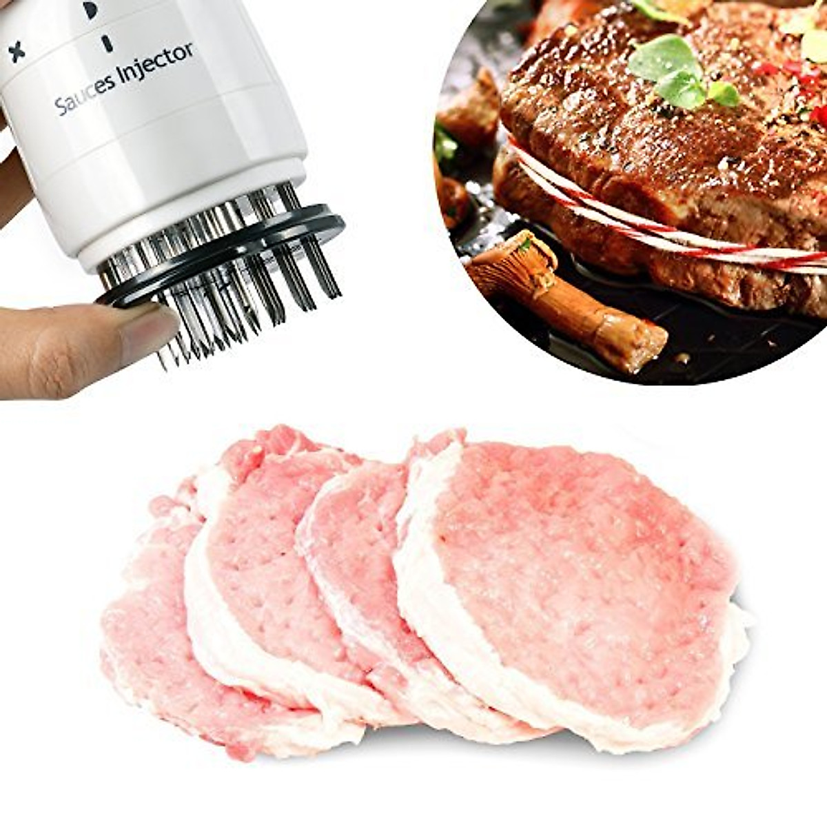 Meat Tenderizer/Sauces Injector/Tenderizer Injector/Meat Injector/Needle 30 Stainless Steel(3 Injection Needle Pinhole) Marinade Flavor Syringe ,Ultra Sharp Stainless Steel Blades - Apriller