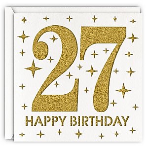MAGJUCHE Gold 27th Birthday Card, Laser Cut Glitter Woman Man Age 27 Gift For Daughter, Sister