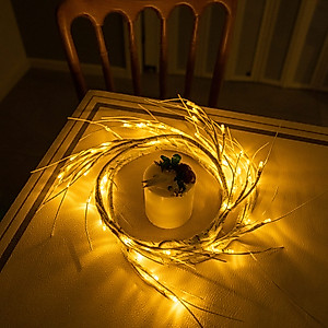 Lighted Garland with Birch Twigs, Hypestar 6FT Lighted Garlands with 48 LEDs for Christmas Decorations indoor, Birch Garland with Lights and Timer for Christmas (Battery Operated Birch Garland)