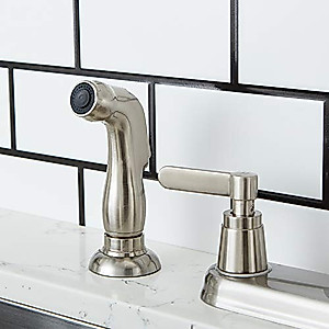 VAPSINT 4 Hole Kitchen Faucet with Sprayer,High Arc Commercial Brushed Nickel Stainless Steel Kitchen Sink Faucet 360 Degree Swivel Pullout Kitchen Faucets for Sink 3 Hole