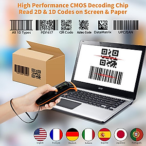 OBZ Mini 2D Bluetooth Barcode Scanner with LCD Screen Display, 3-in-1 Bluetooth & USB Wired & 2.4G Wireless Bar Code Scanner Portable QR Code Scanner for Tablet iPhone MacOS Android iOS Windows PC POS