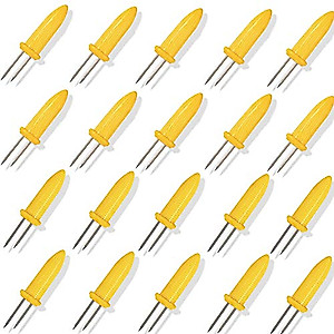 Corn Holders Stainless Steel Corn on The Cob Holders Skewers with Storage Box for Outdoor BBQ Cooking 20 Pieces