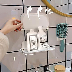 OULIGET Foldable Wall Storage Holder,Rack Wall Shelf Plastic Floating Shelf Stick on Wall for Kitchen Bathroom Office,Perforation Free Bedroom Bedside Shelf,7Inches,2Pieces