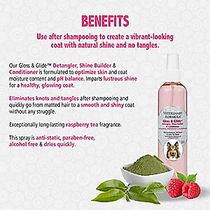 Veterinary Formula Solutions Gloss & Glide Detangler, Shine Builder, Conditioner Spray for Dogs – Quickly Detangles Matted Hair – With Silk Protein and Antioxidants (8 Fl. Oz.)