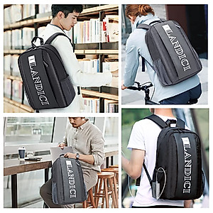 LANDICI Casual Daypack Backpack for Men Women,Lightweight Coummter Back Pack with 15.6 Inch Laptop Compartment,Waterproof School Bookbag for College Work and Travel,Black