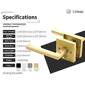 Linkaa Pivacy Door Lever Gold Stain Brass Lever Door Handle with Lock, Keyless Door Lock, Privacy Function Exterior/Interior Door Handles.