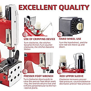 SDRTOP Electric Bag Sewing Machine Industrial Handheld Bag Closer Closing Stitcher GK9-900 Automatic Woven Bag Sewer Packing Machine for Rice Woven Leather Snakeskin Bag Sack