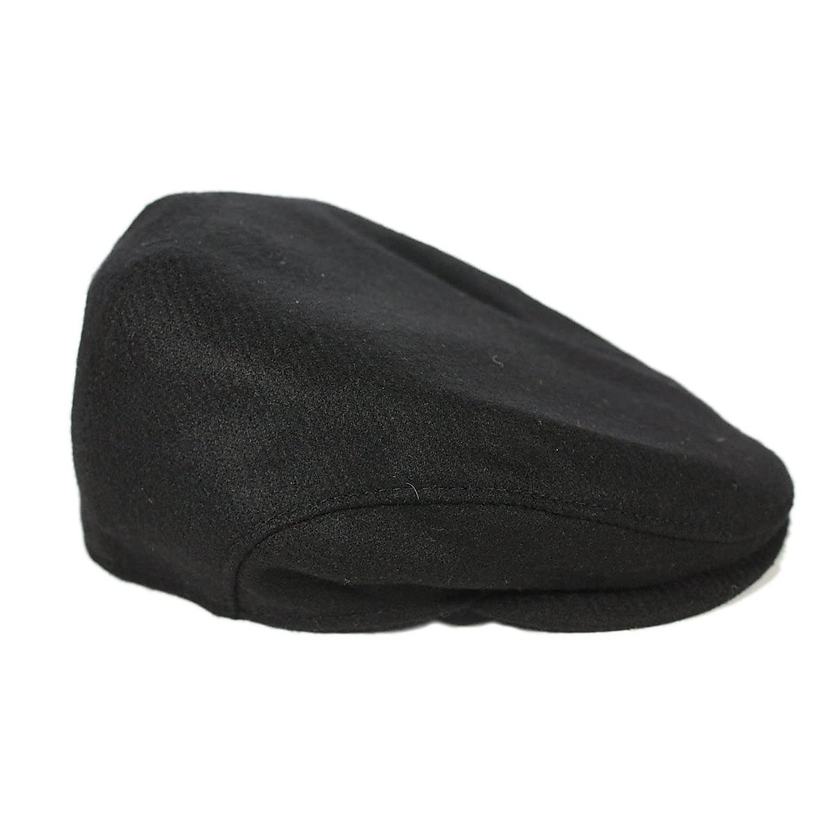 Biddy Murphy Men's Irish Newsboy 100% Wool Flat Cap, Warm Tuck-Away Ear Flaps, Black, Large