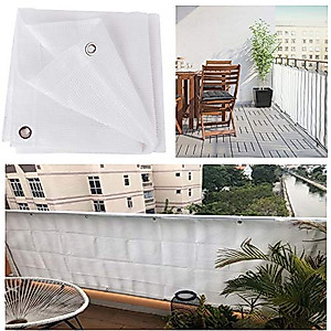 ALXFFBN Balcony Privacy Screen 5 x 0.9 M White Windbreak Net Fence Sunshade Weatherproof HDPE Privacy Protector Balcony Cover with 24 Cable Ties and 66 Ft Rope