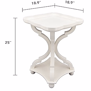 COZAYH Rustic Farmhouse Cottagecore Accent End Table X 2, Natural Tray Top Side Table Nightstand for Family, Dinning or Living Room, Handcrafted Finish, Modern, 19" L x 19" W x 25" H
