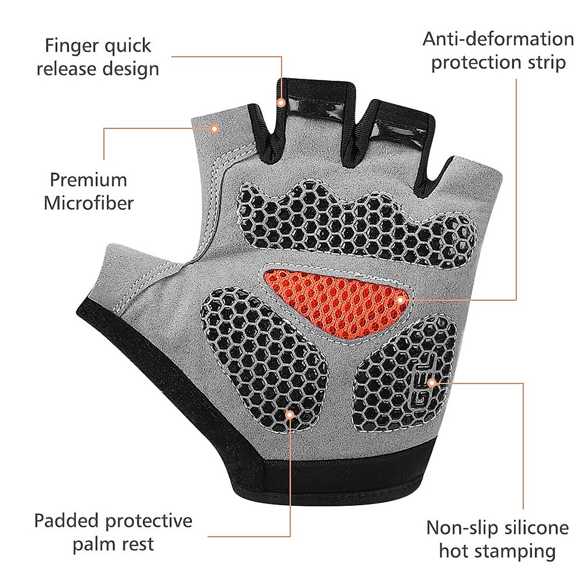 Accmor Cycling Gloves for Men Women, Bike Gloves Half Finger Road Bike MTB Gloves, Anti-Slip Shock-Absorbing Glove for Fitness Cycling Outdoor Sports