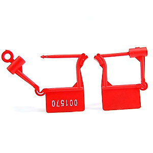 Leadseals(R) Plastic Security Padlock Seals Numbered Tamper Proof Disposable Self-Locking Plastic Medical Tags (Pack of 100 PCS) (Red)