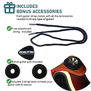 Jesus Guitar Strap, Black and White Genuine Leather Ends, Includes 2 Strap Locks & 1 Pick. Adjustable Strap, For Bass, Electric & Acoustic Guitars Gift for Guitar Players Men, Women & Kids