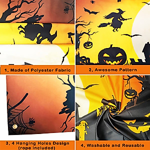 Halloween Decorations - Halloween Backdrop, Happy Halloween Banner with Witch, Pumpkin, Halloween Bats for Halloween Party Decorations, Halloween Decorations Indoor