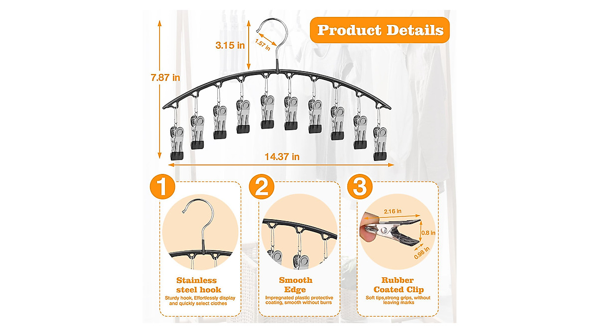 Space-Saving Legging Organizer with Clips - 2 Pack for Closets