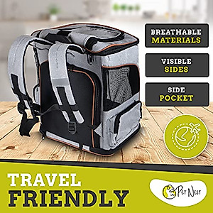 Pet Nest Expandable Pet Carrier Backpack for Cats, Dogs and Small Animals, Portable Pet Travel Carrier, Super Ventilated Design, Airline Approved, Ideal for Traveling/Hiking/Camping