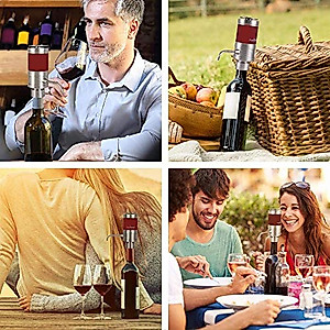 NutriChef Wine Dispenser, Automatic Electric Wine Aerator Pourer w/ Metal Decanter Spout for Red and White Wine Small
