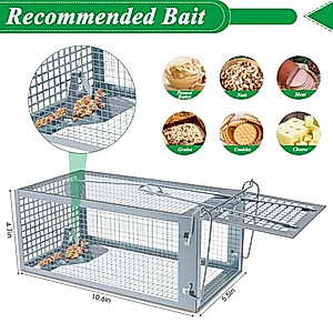 2 Packs Humane Rat Trap Outdoor Mouse Traps Indoor Use, Rodent Chipmunk Traps for Small Live Animal Catch and Release