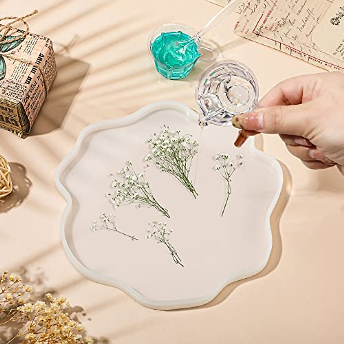 Dried Babys Breath Flowers Bouquet Ivory White Babys Breath Real Flowers Natural Gypsophila Branches Dry Pressed Gypsophila for Wedding Resin Art Craft DIY Card Making Home Party Decor (100 Pcs)