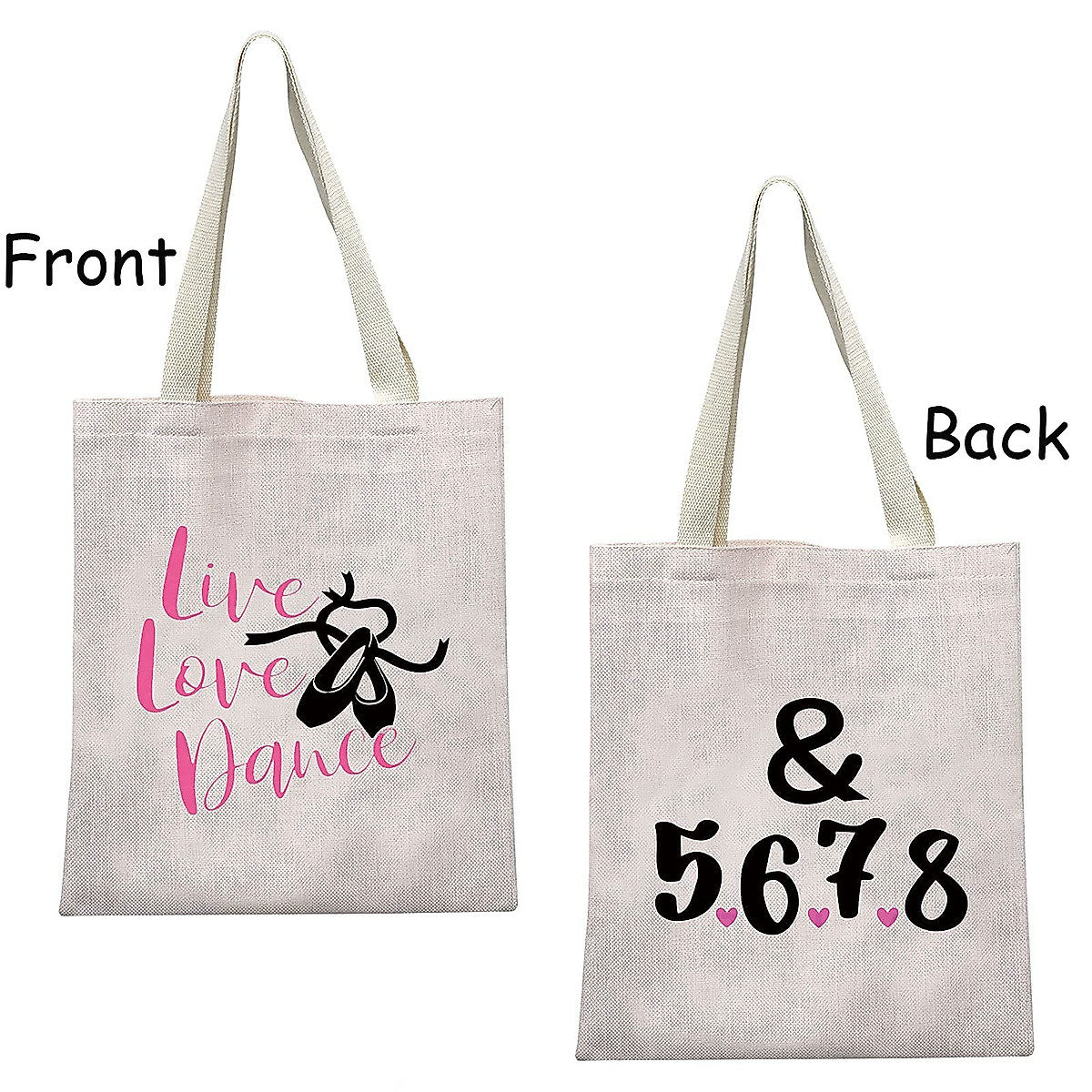 TSOTMO Live Love Dance Canvas Tote Bag &5678 Gift Dancer Canvas Tote Bag Dance Teacher Gift Canvas Tote Bag Travel Case (Dance Canvas)