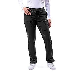 Adar Pro Scrubs for Women - Skinny Leg Yoga Scrub Pants - P4100 - Black - M