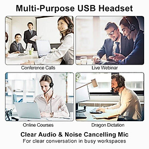 EMAIKER USB Headset with Microphone for Office Call Center Telework, Lightweight 1 Ear USB-A Headset with Noise Cancelling Microphone for Laptop for Webinar, 3CX, Teams, Zoom, Conference,Dictation