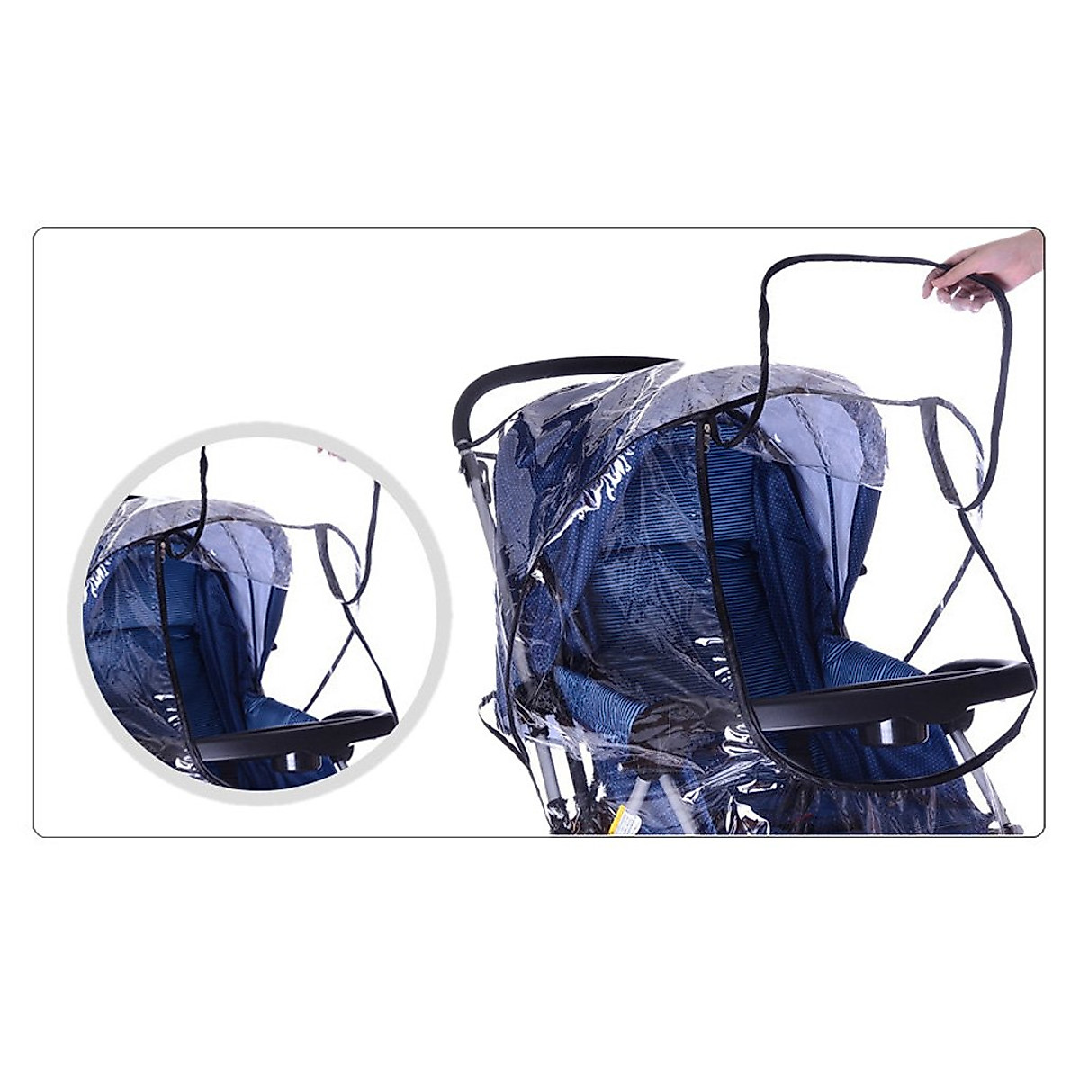 Universal Stroller Rain Cover for Pushchair Pram Rainproof Dustproof Windproof Rain Cover with Canopy and Zipper Door Easy Baby Lift in and Out