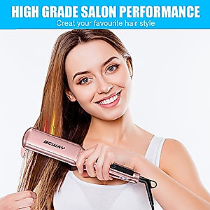 Bcway Professional Hair Straightener, 2.16'' Extra-Large Floating Titanium Flat Iron for Hair, 30s Instant Heating Straightening Iron with 5 Adjustable Temp, Anti-Static Hair Iron for All Hair Types