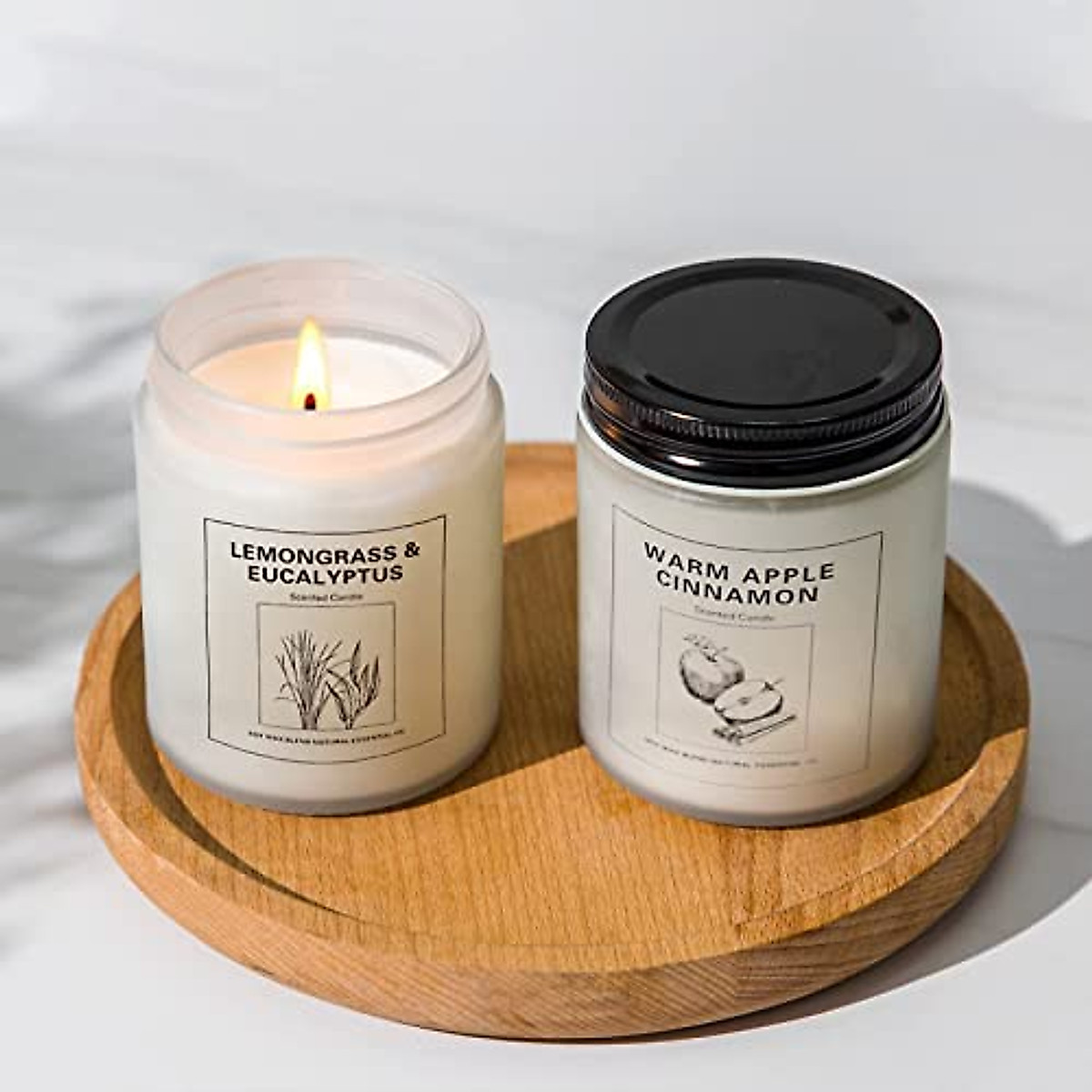 Candles, Apple Cinnamon and Lemongrass Eucalyptus Candles for Home Scented, 2 Pack Candles Gifts for Women, 15 oz Soy Candle, Scented Candles Gifts Set for Mother's Day, Valentine, Christma's Gifts…