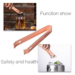 Stainless Steel Ice Bucket Tongs - Mini Serving Tongs Metal Appetizers Tongs for Serving Ice Sugar Whiskey Rock Dessert (Light Rose Gold)