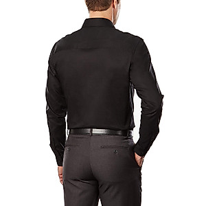 UNLISTED Men's Dress Shirt Slim Fit Solid, Black, 17"-17.5" Neck 34"-35" Sleeve