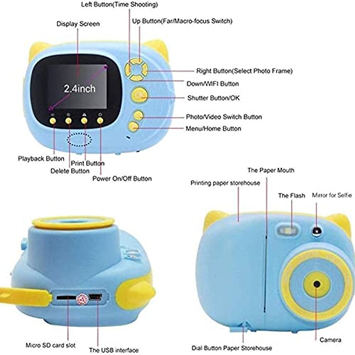 GIENEX Kids Selfie Camera, Christmas Birthday Gifts for Boys Age 3-9, HD Digital Video Cameras for Toddler, Portable Toy for 3 4 5 6 7 8 Year Old Boy with 32GB SD Card (Color : Pink)