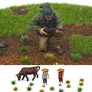Cayway 208 PCS Static Grass Tuft Model Grass Tufts Terrain Model Kit Resin Static Scenery Model Miniature Shrubs Bushes for Train Landscape Railway Artificial Grass Modeling
