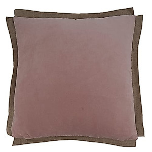 SARO LIFESTYLE Velvet Flange Throw Pillow Cover, Blush, 20"