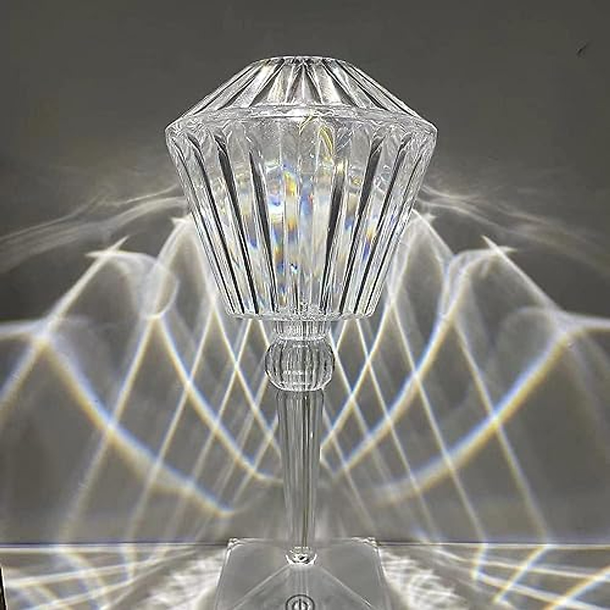 Marspeeder Crystal Table Lamp with 3-Color Dimmable Light, Portable USB Rechargeable LED Crystal Diamond Small Table Lamp, Touch Lamp for Bedroom,Wedding,Bars,Living Room,Office