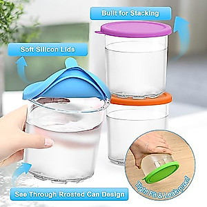 MIMLEN 16oz Pints and Silicone Lids, 4 Pack Replacement Ice Cream Containers for Ninja Creami Compatiable with NC300 NC301 NC299AMZ Series Ice Cream Maker, Dishwasher Safe & BPA-Free