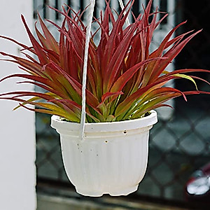 Phliofd 6Pcs Artificial Grass Fake Plants 17.3in Outdoor Plants UV Resistant Greenery Stems Fake Grass for Home Window Garden Office Patio Pathway Front Porch Christmas Décor Light Green & Red