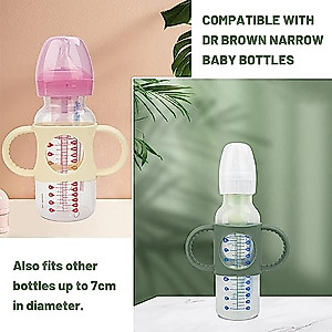 4 Pack Bottle Handles Compatible with Dr Brown Narrow Baby Bottles and Wide-Neck Bottles Non-Slip Easy Grip Handles - BPA-Free Food Grade Silicone Dishwasher Safe - Milk White, Green, Pink, Blue