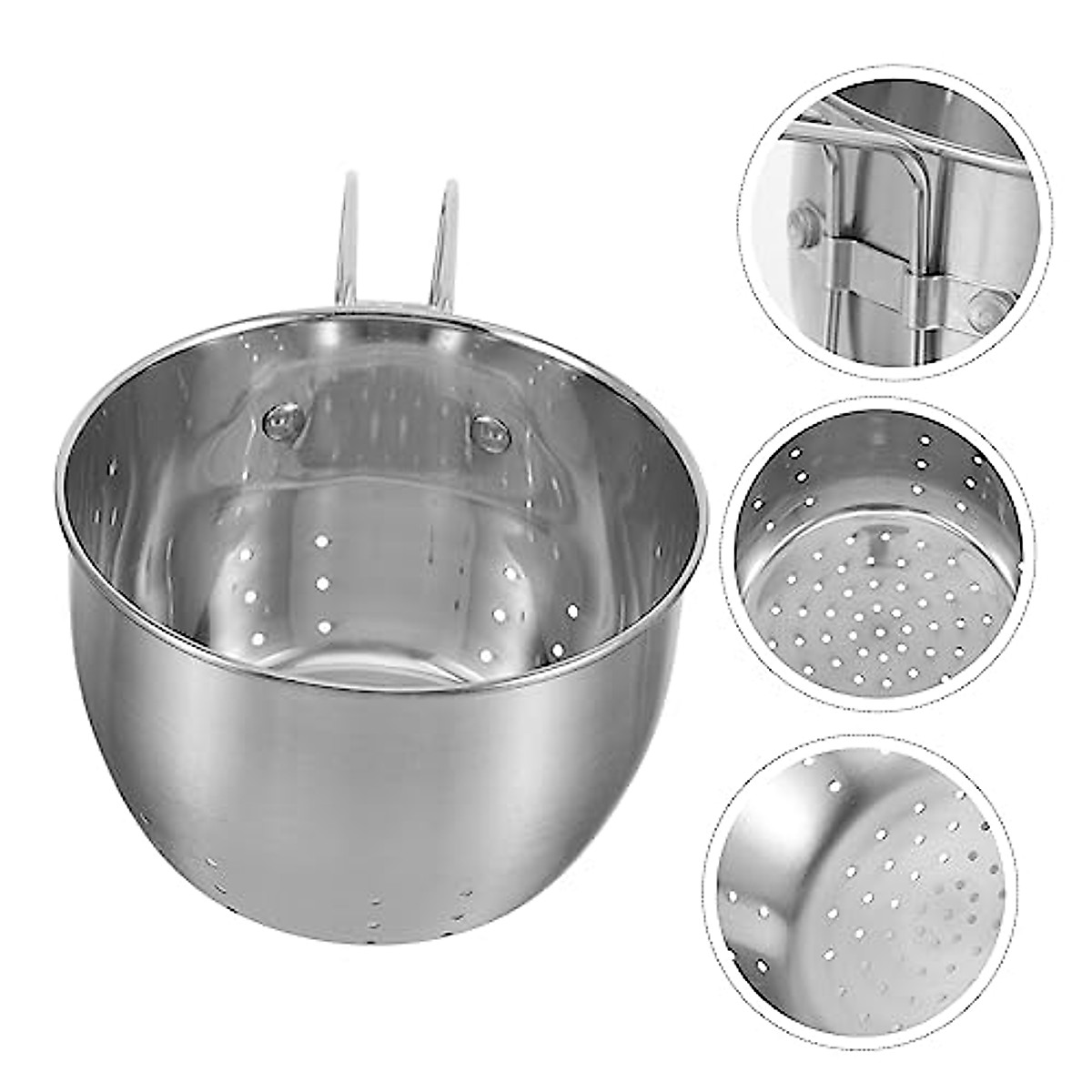 BESTonZON Stainless Steel Water Filter Basket Sink Without Punching Hanging Filter Kitchen Waste Drain Rack Fruit and Vegetable Tableware Storage (Hanging Handle Drain Basket) 1pcs Catcher