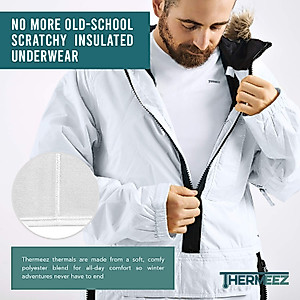 Thermal Underwear for Men (Thermal Long Johns) Sleeve Shirt & Pants Set, Base Layer w/Leggings Bottoms Ski/Extreme Cold White Small