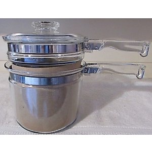 Flameware Pyrex Large 1 1/2 Quart 3 Piece Double Boiler