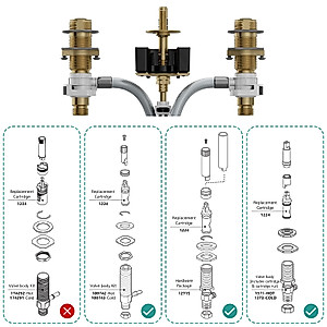 1224 1224B Faucet Cartridge Replacement Kit For Most Double Handle Moen Faucets and Tub/Showers Repair Kit,Replacement Compatible with Moen Two Handle Faucets